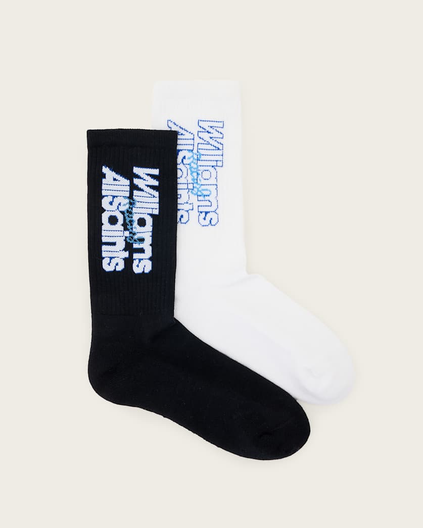 Williams X AllSaints Jacquard Socks 2 Pack White/Black | ALLSAINTS